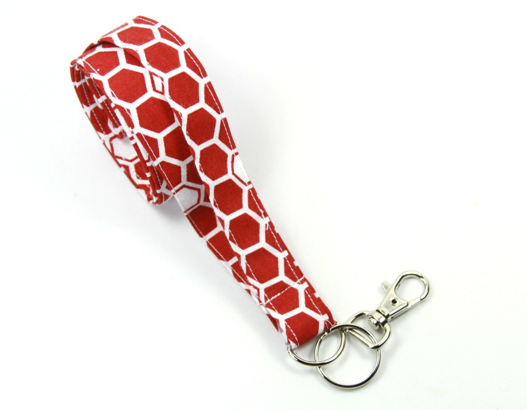 HEXAGON Fabric Lanyard, Geometry Lanyard, Burgundy Lanyard, Burgundy ...