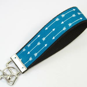 ARROW Fabric Key Fob, Arrow Key Chain, Teal Arrow Keychain, Black and ...