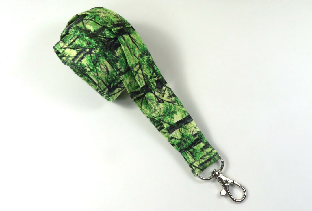 TREES Fabric Badge Holder, Trees Lanyard, Green Badge Holder, Forest ...