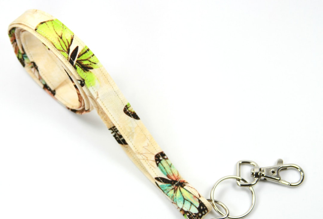 BUTTERFLY Fabric Lanyard, Skinny Lanyard, Butterfly Badge Holder ...