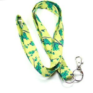 FLORAL Fabric Lanyard, Green Fabric Lanyard, Spring Badge Holder - Etsy