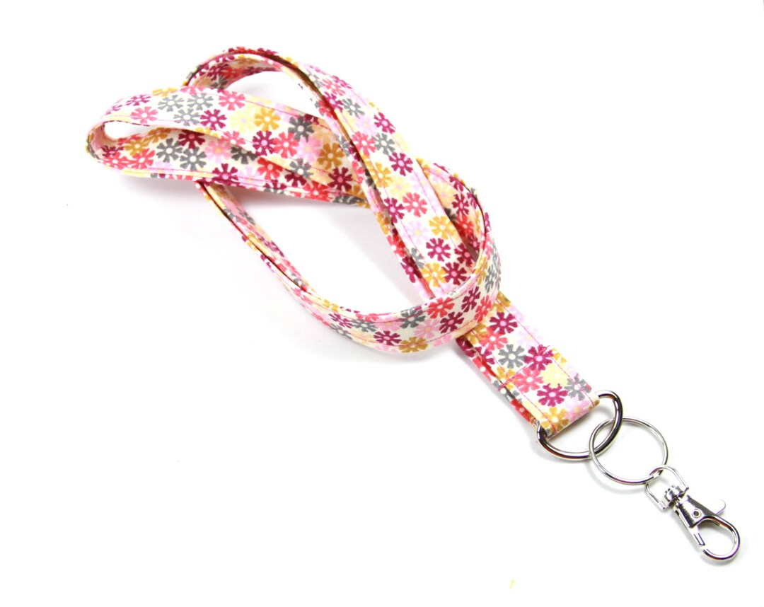 SPRING FLOWERS Fabric Lanyard, Flowers Lanyard, Spring Flowers Badge ...