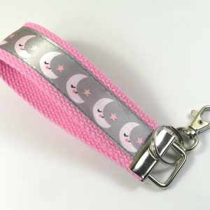 MOON Fabric Key Fob, Moon Badge Holder, Moon Keychain, Crescent Moon ...