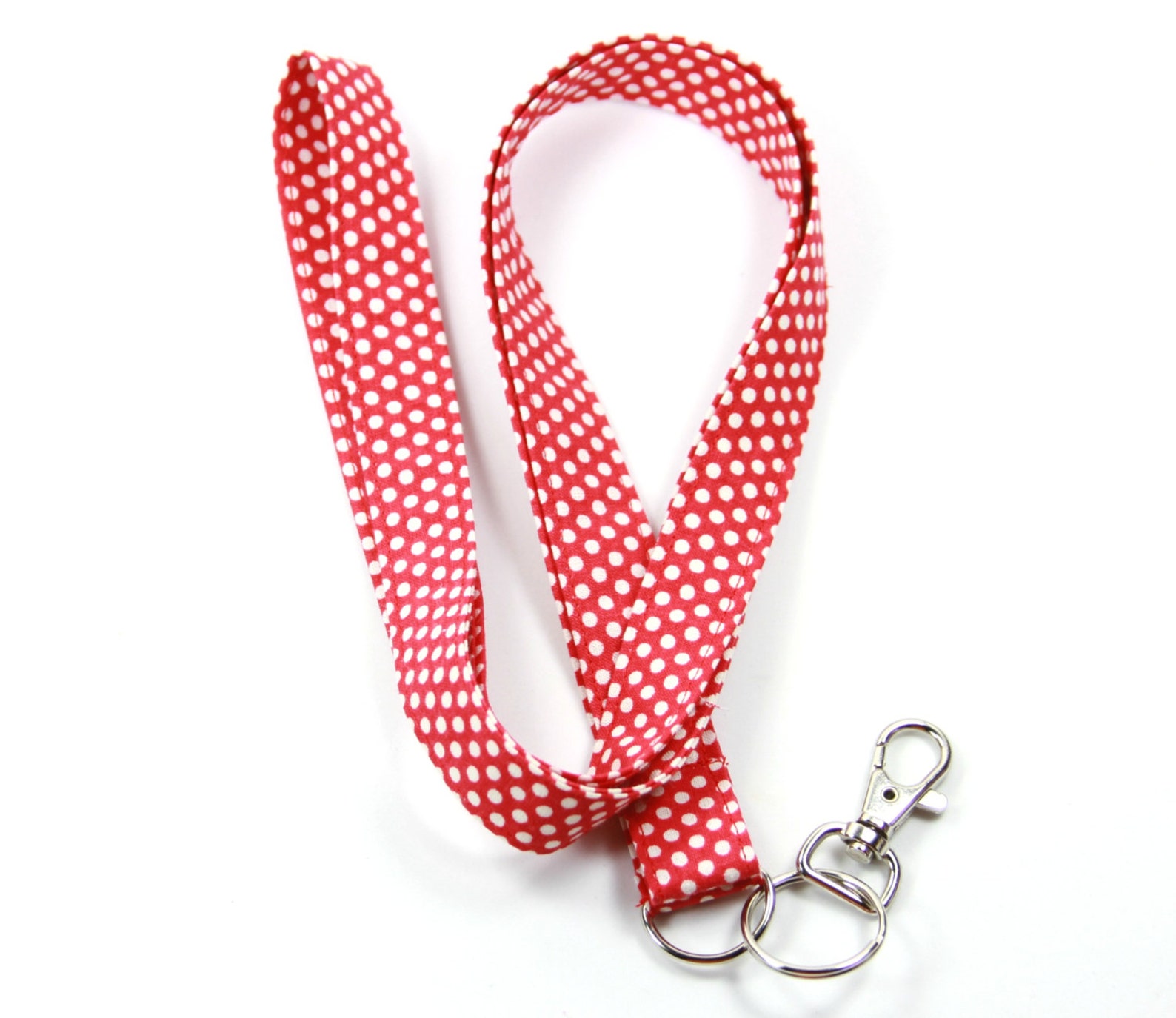 POLKA Fabric Lanyard Polka Dot Lanyard Red and White Badge - Etsy