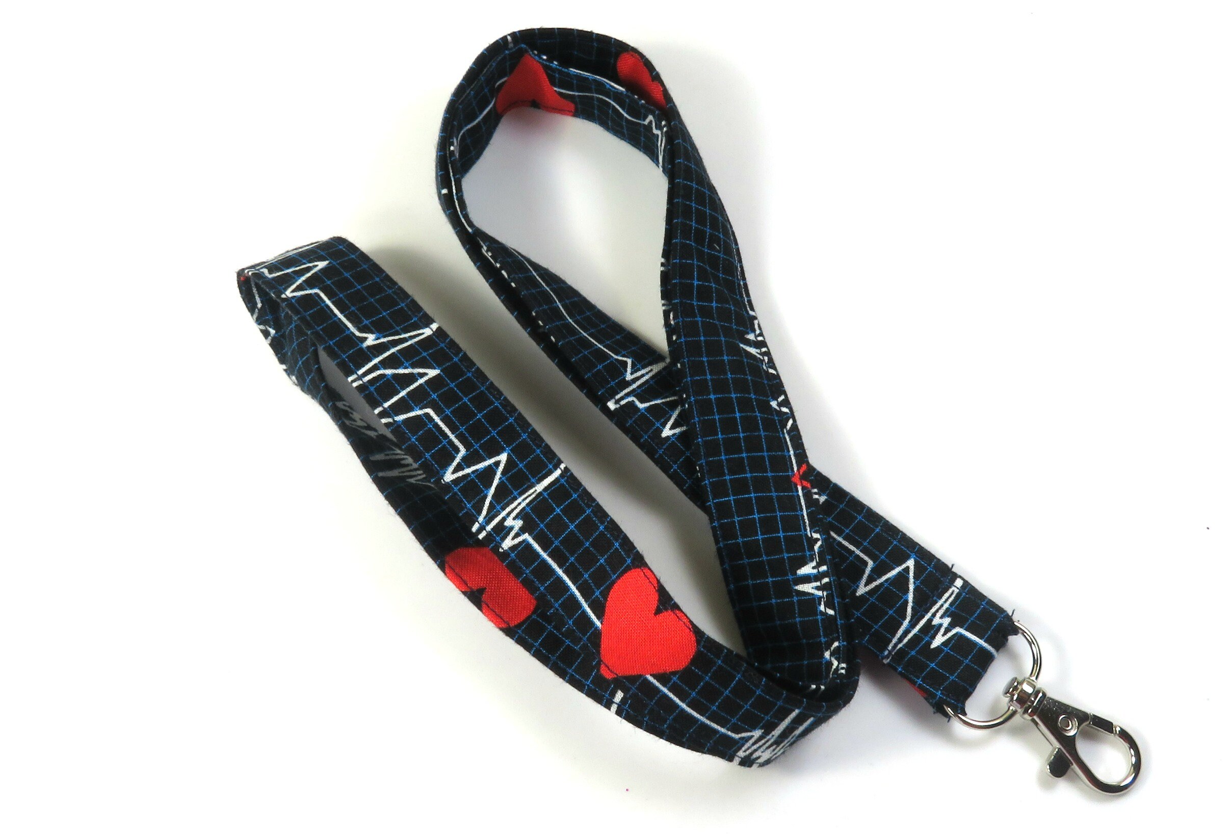 EKG HEART Fabric Lanyard EKG Badge Holder Heart Lanyard - Etsy Canada