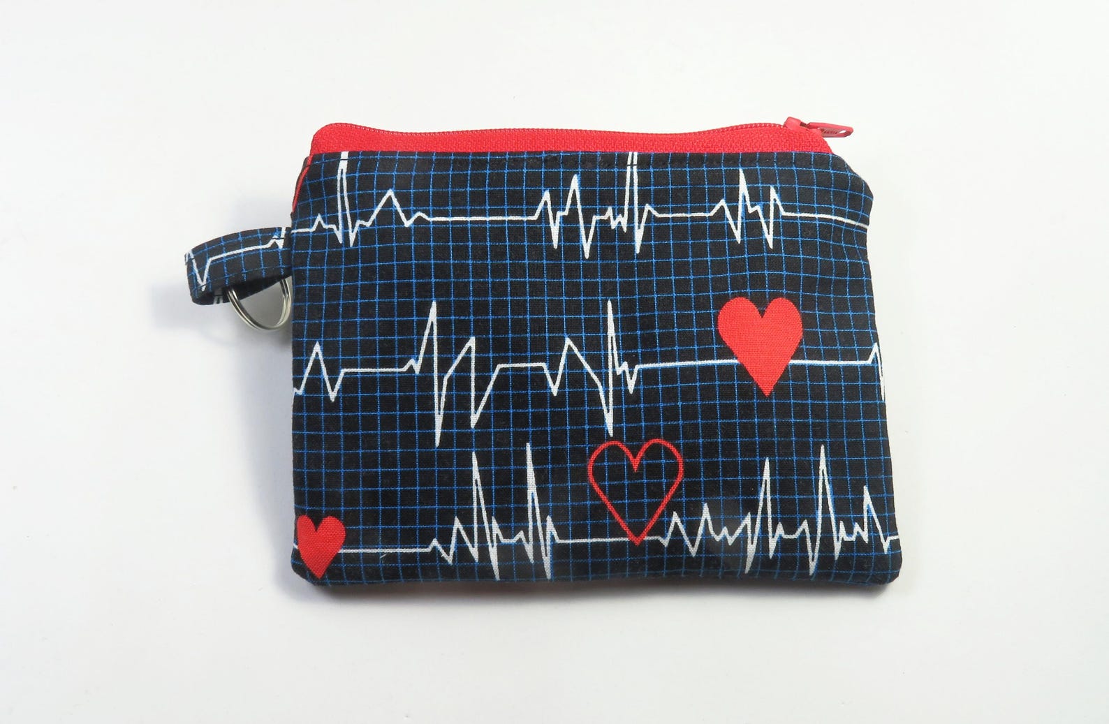 HEART Ekg Fabric Bags, Zipper Bags, Coin Purse, Zipper Pouch, Beautiful ...