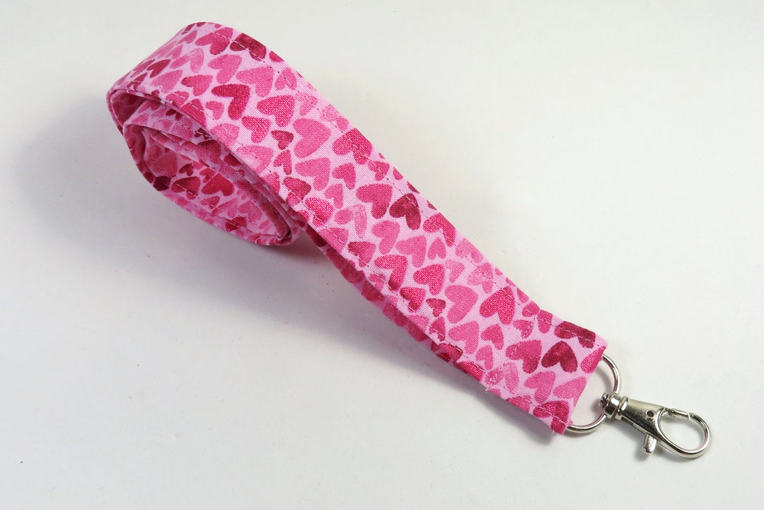HEARTS Lanyard, Pink Heart Badge Holder, Beautiful Gifts, Unique Badge ...