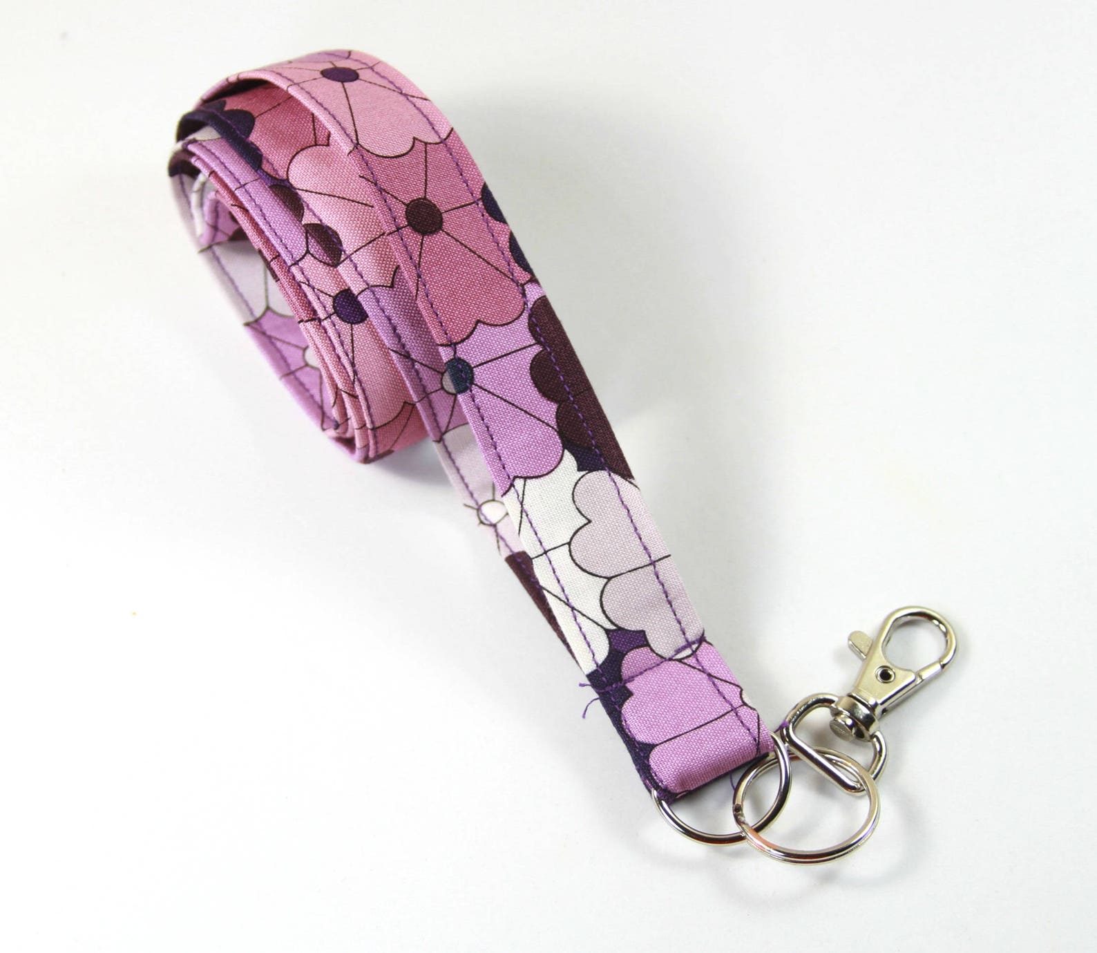 PURPLE FLOWER Lanyard, Floral Badge Holder, Flower Lanyard, Fabric ...