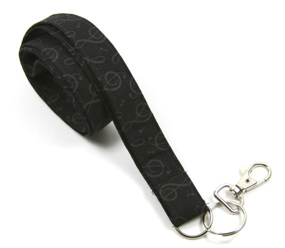 MUSIC Fabric Lanyard Music Notes Lanyard Black Badge Holder | Etsy
