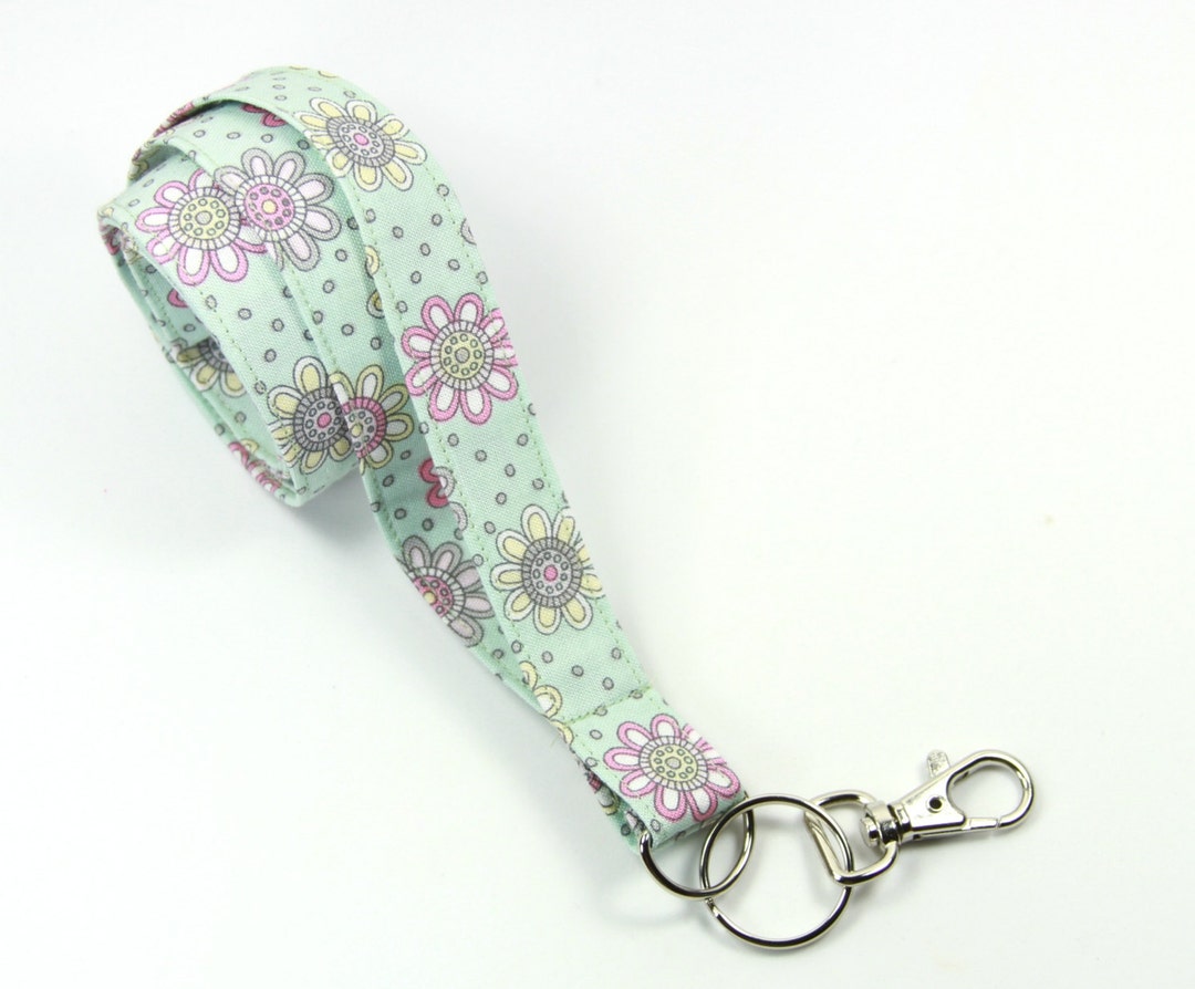 SPRING Flower Lanyard, Spring Badge Holder, Flower Lanyard, Turquoise ...