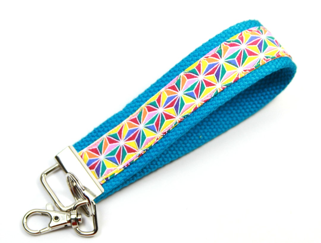 FLORAL Fabric Key Fob, Colorful Key Chain, Colorful Wristlet, Floral ...