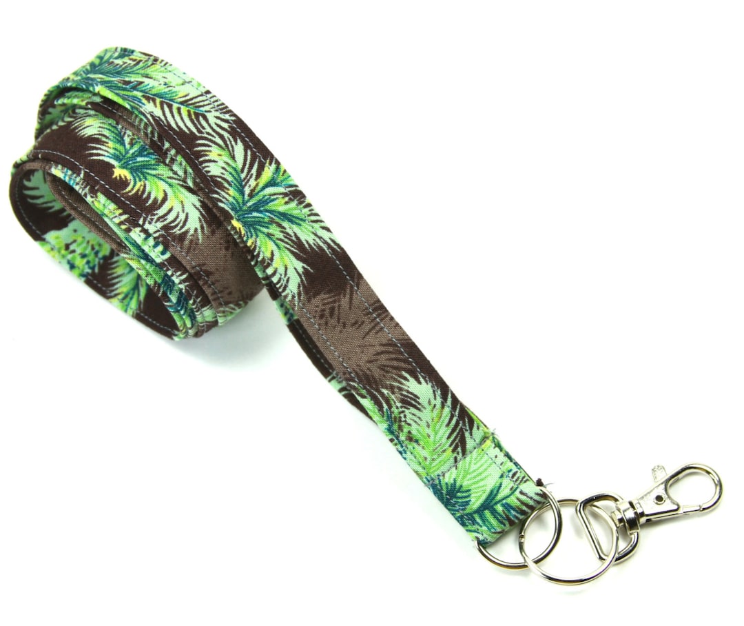 PALM TREES Fabric Lanyard, Palm Trees Badge Holder, Trees Lanyard, Palm ...