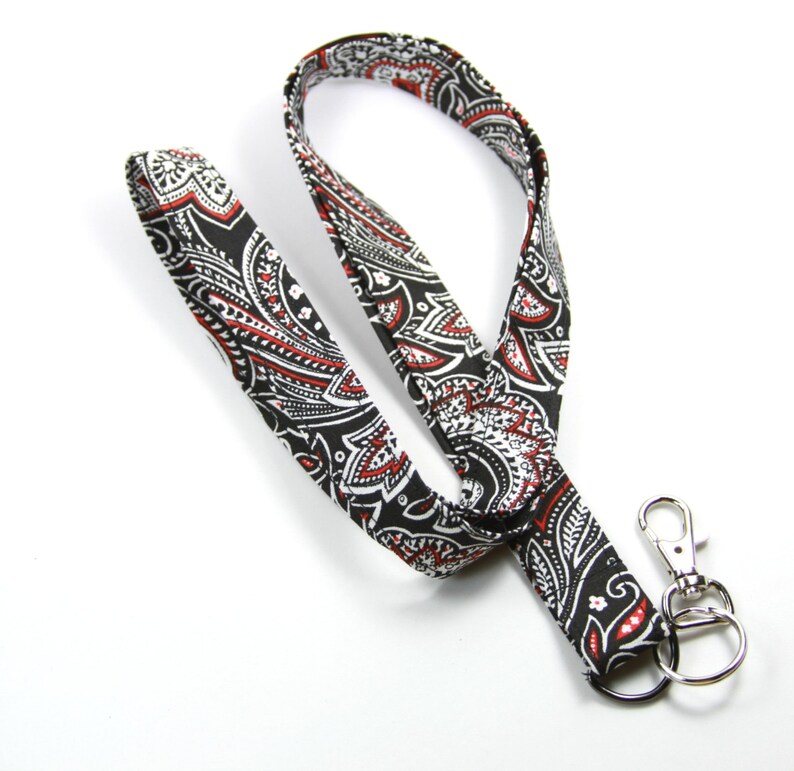 BEAUTY Fabric Lanyard Black and Red Fabric Lanyard Black and - Etsy