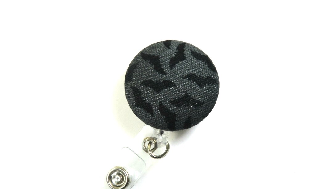 BATS Fabric Button Reel, Bats Badge Holder, Black Bats Badge Reel ...