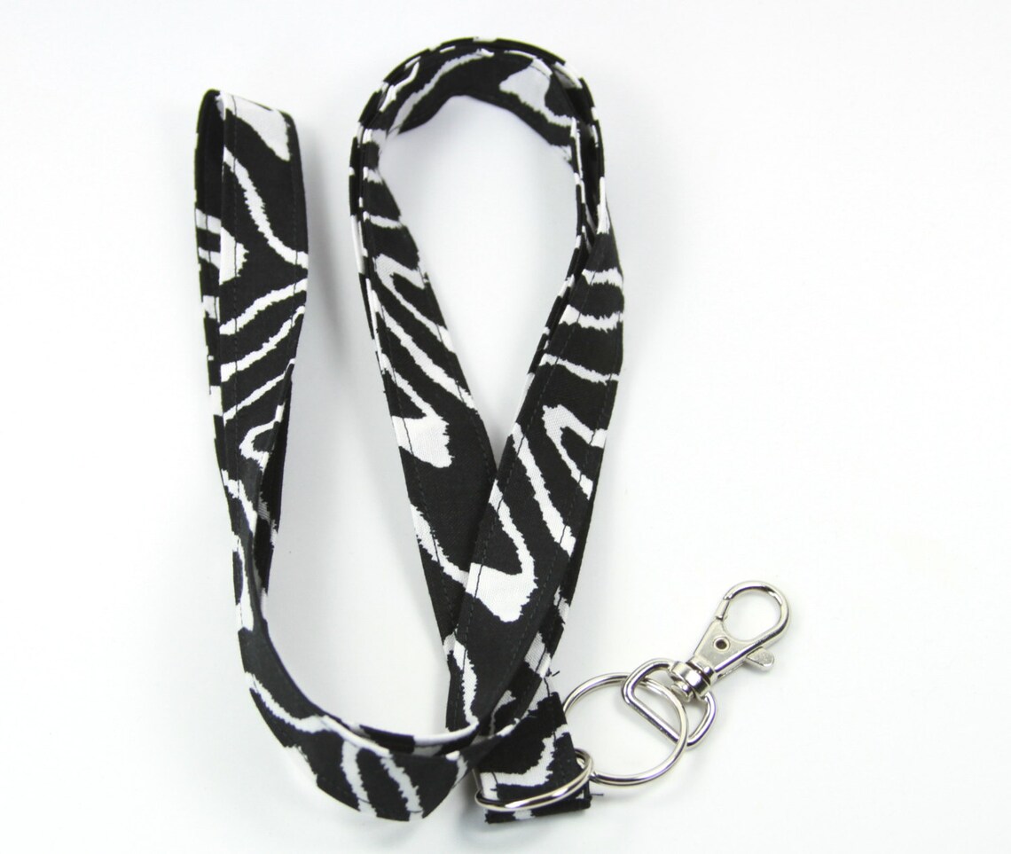 ZEBRA Fabric Lanyard Black and White Lanyard Zebra Badge | Etsy