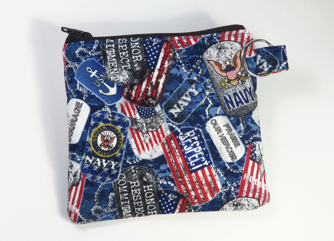 PATRIOTIC Navy Design Coin Pouch, Beautiful Coin Purses, Our Heroes ...