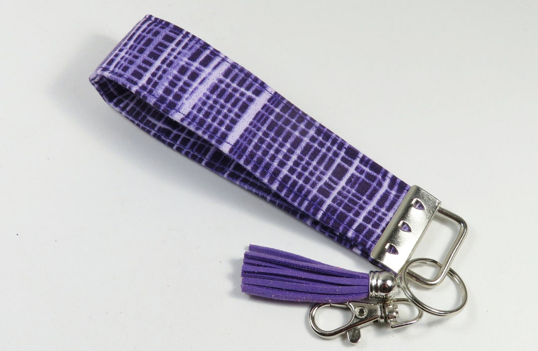 PURPLE Fabric Key Fobs Purple Keychain, Lines Design Keychain - Etsy