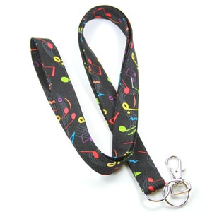 MUSICAL NOTES Fabric Lanyard, Musical Notes Fabric Badge Holder, Music ...