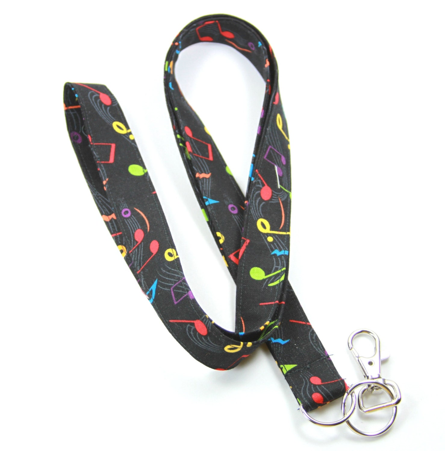 MUSICAL NOTES Fabric Lanyard, Musical Notes Fabric Badge Holder, Music ...