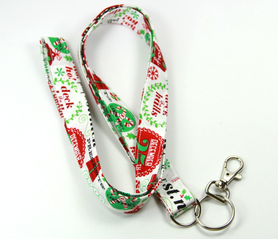 CHRISTMAS Fabric Lanyard Holiday Fabric Lanyard Santa | Etsy