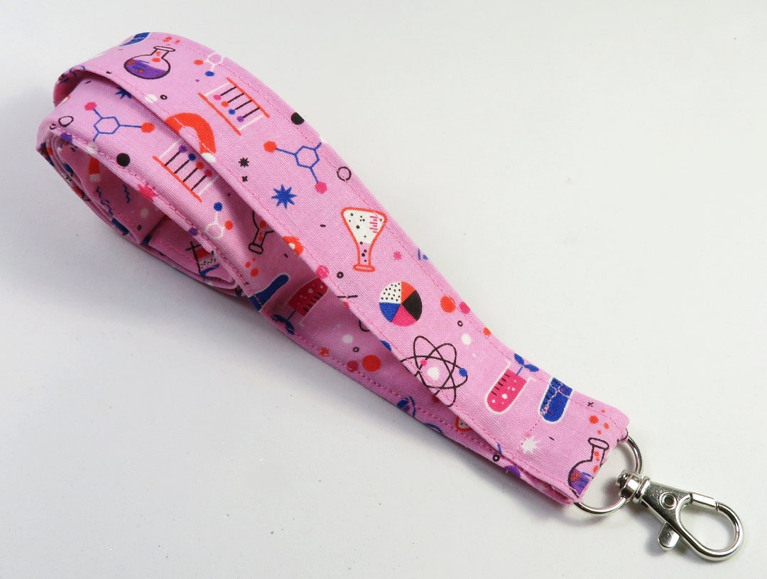 SCIENCE Fabric Lanyard, Pink Lanyard, Pink Badge Holder, Beautiful ...