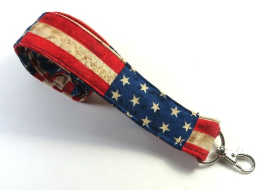 PATRIOTIC Fabric Lanyard Patriotic Badge Holder US Flag | Etsy