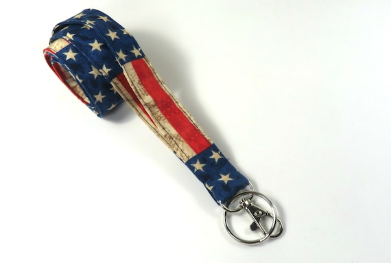 PATRIOTIC Fabric Lanyard Flag Badge Holder Flag Lanyard | Etsy