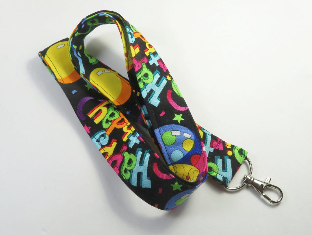Birthday Lanyard, Beautiful Happy Birthday Badge Holder, Fabric Lanyard ...