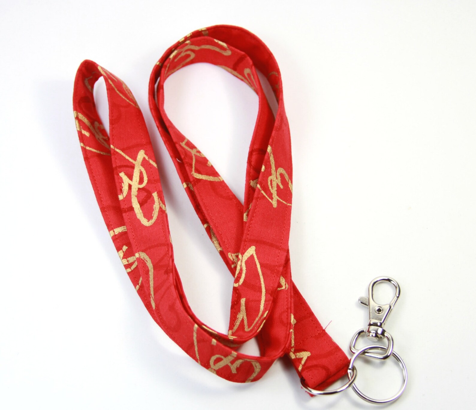 GOLDEN HEART Fabric Lanyard Red God Lanyard Heart Badge | Etsy