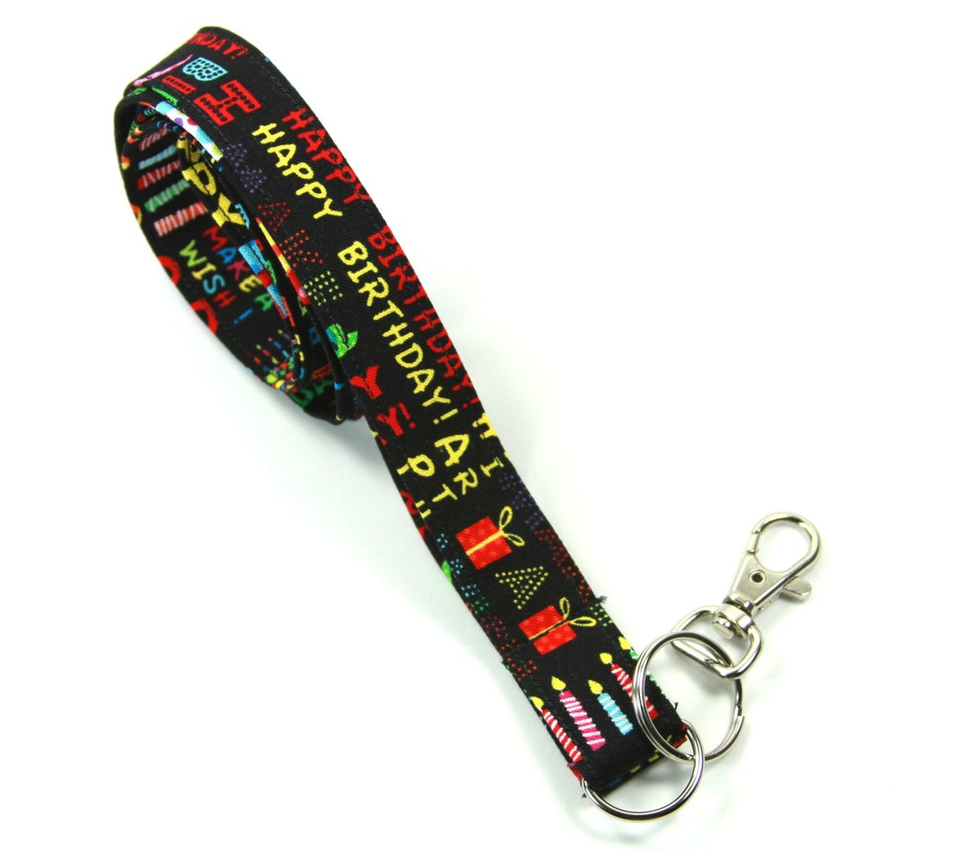 WISH Fabric Lanyard, Happy Birthday Badge Holder, Happy Birthday ...