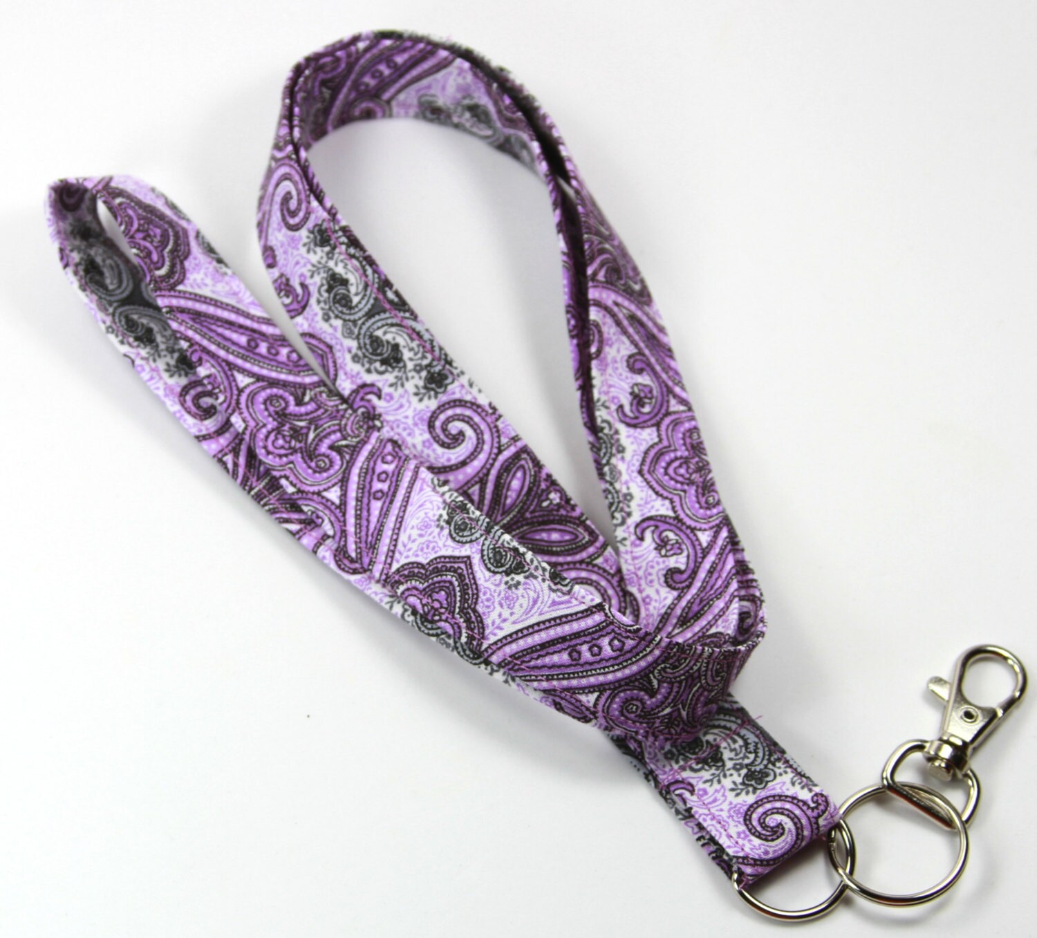 PURPLE Fabric Lanyard, Fabric Badge Holder, Purple and Gray Lanyard ...