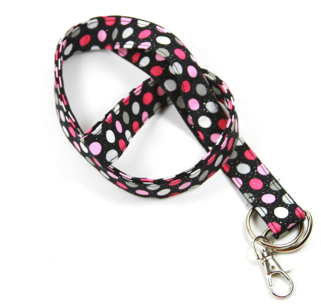 POLKA Dot Fabric Lanyard, Fabric Lanyard, Fabric Badge Holder, Polka ...