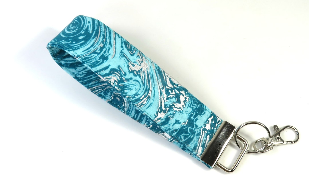 SLEEK Teal Color Fabric Keyfob, Fabric Wristlet, Fabric Keychain, Teal ...