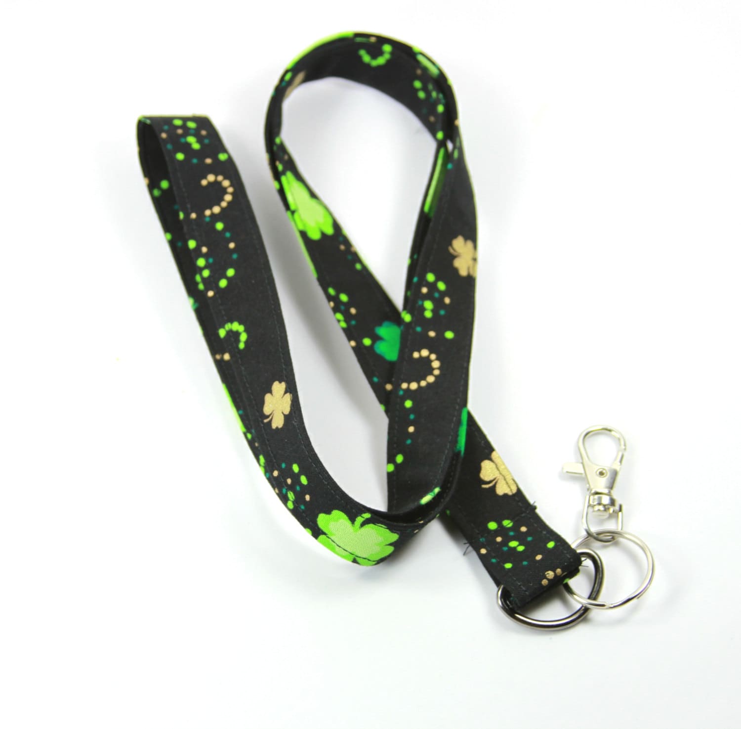CLOVER Fabric Lanyard Fabric Badge Holder Black Lanyard - Etsy