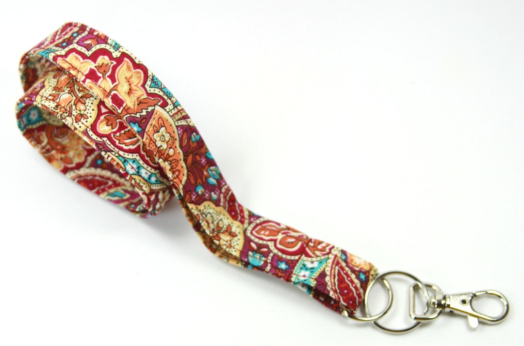 FLOWER Fabric Lanyard, Floral Lanyard, Shiny Lanyard, Brown Badge ...