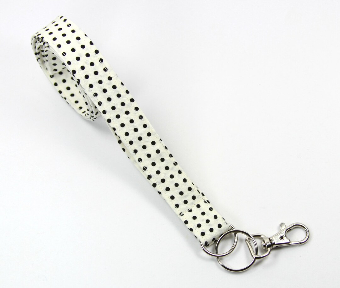 BLACK WHITE Polka Dot Lanyard, Black and White Badge Holder, Polka Dot ...