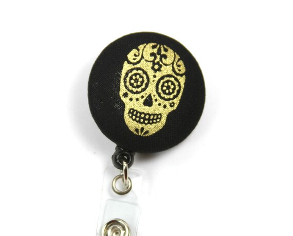 SKULL Badge Reel Skull Button Badge Retractable Badge Reel - Etsy