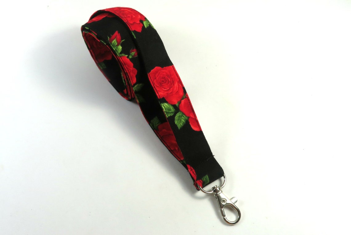 ROSES Fabric Lanyard Roses Badge Holder Beautiful Flowers - Etsy