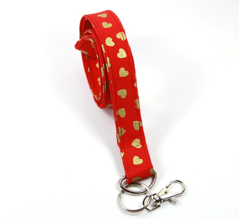 HEART Fabric Lanyard Red Heart Fabric Lanyard Red Heart | Etsy