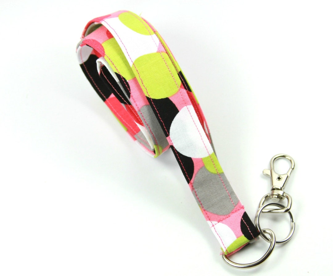 POLKA DOT Fabric Lanyard, Colorful Fabric Badge Holder, Polka Dot ...