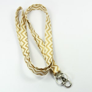 CHEVRON Fabric Lanyard, Golden Lanyard, Gold Chevron Lanyard, Skinny ...