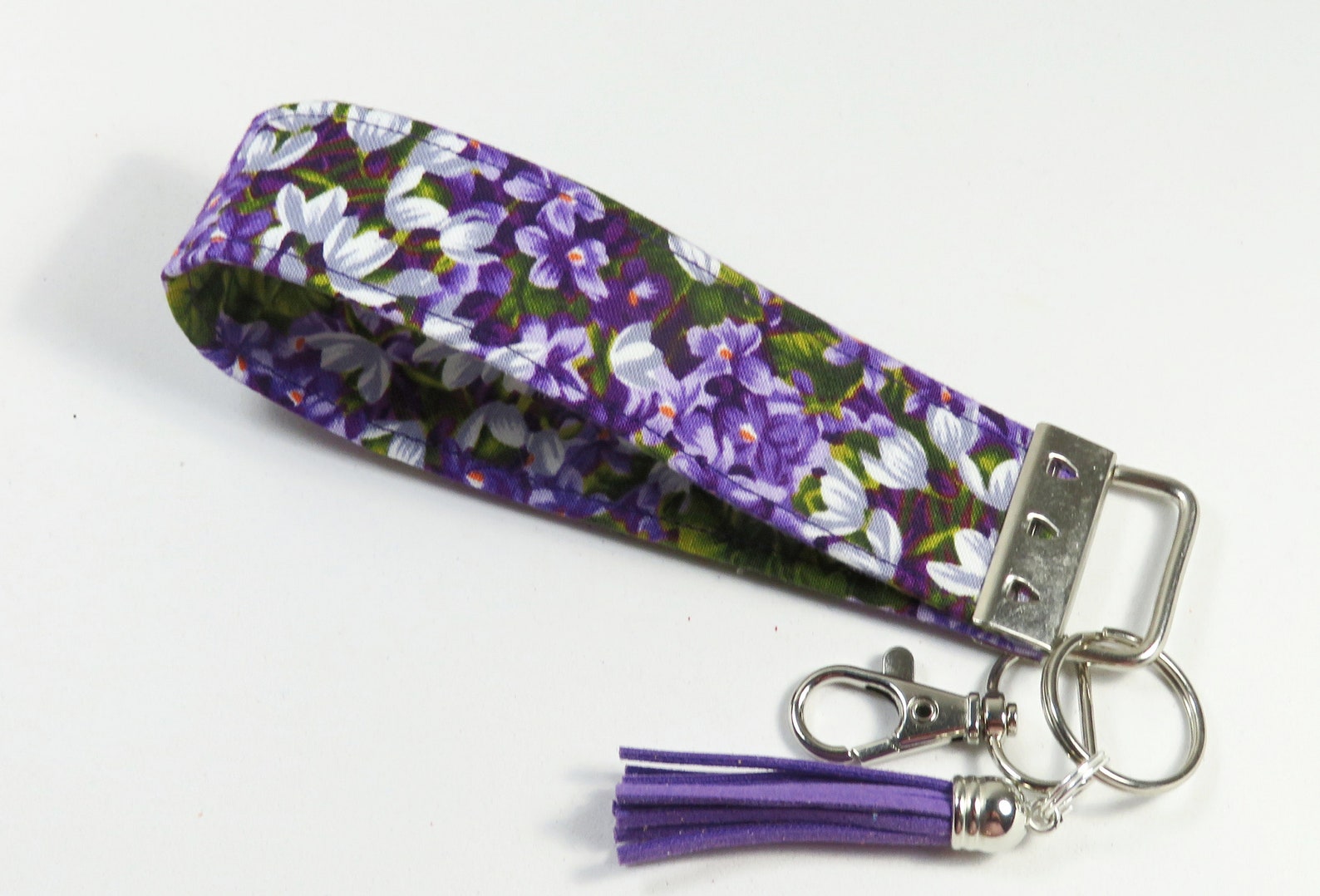 FLORAL Purple Flower Keychain, Fabric Keyholder, Purple Keychains ...