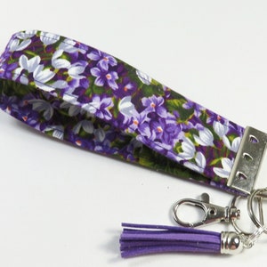 FLORAL Purple Flower Keychain, Fabric Keyholder, Purple Keychains ...