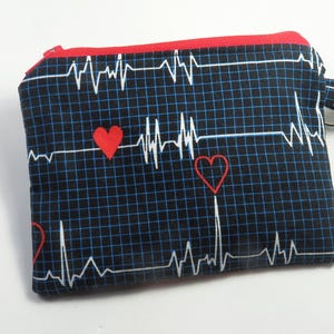 HEART Ekg Fabric Bags, Zipper Bags, Coin Purse, Zipper Pouch, Beautiful ...