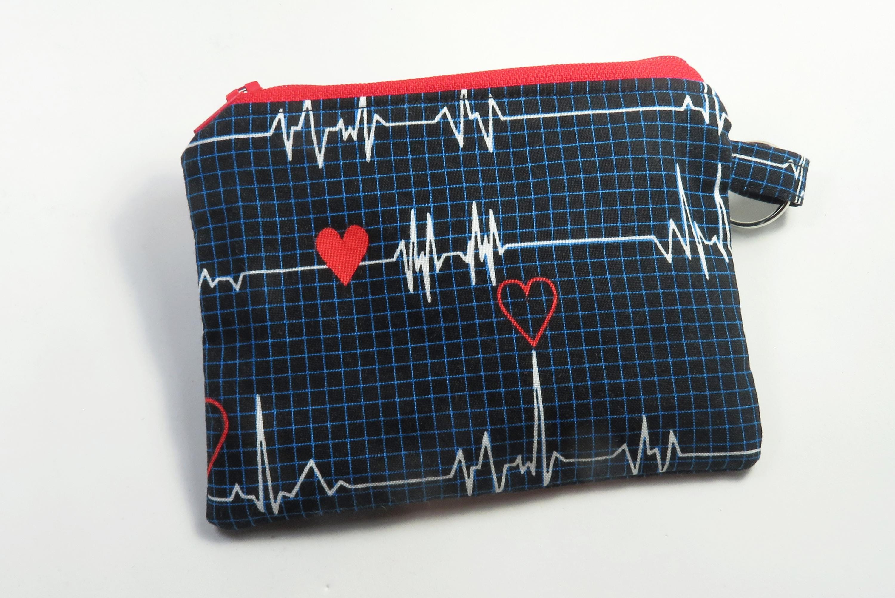 HEART Ekg Fabric Bags, Zipper Bags, Coin Purse, Zipper Pouch, Beautiful ...