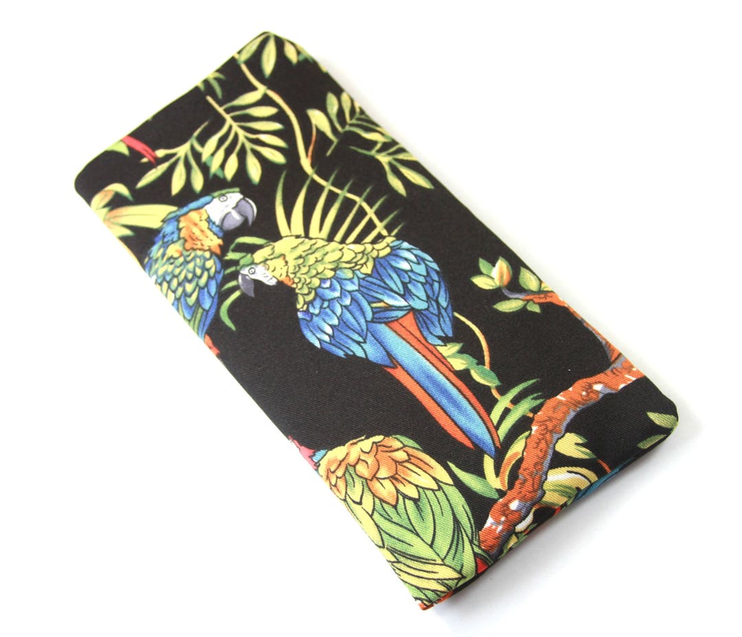 PARROT Colorful Bird Sunglasses Case, Eyelgasses Case, Fabric Bag, Snap ...