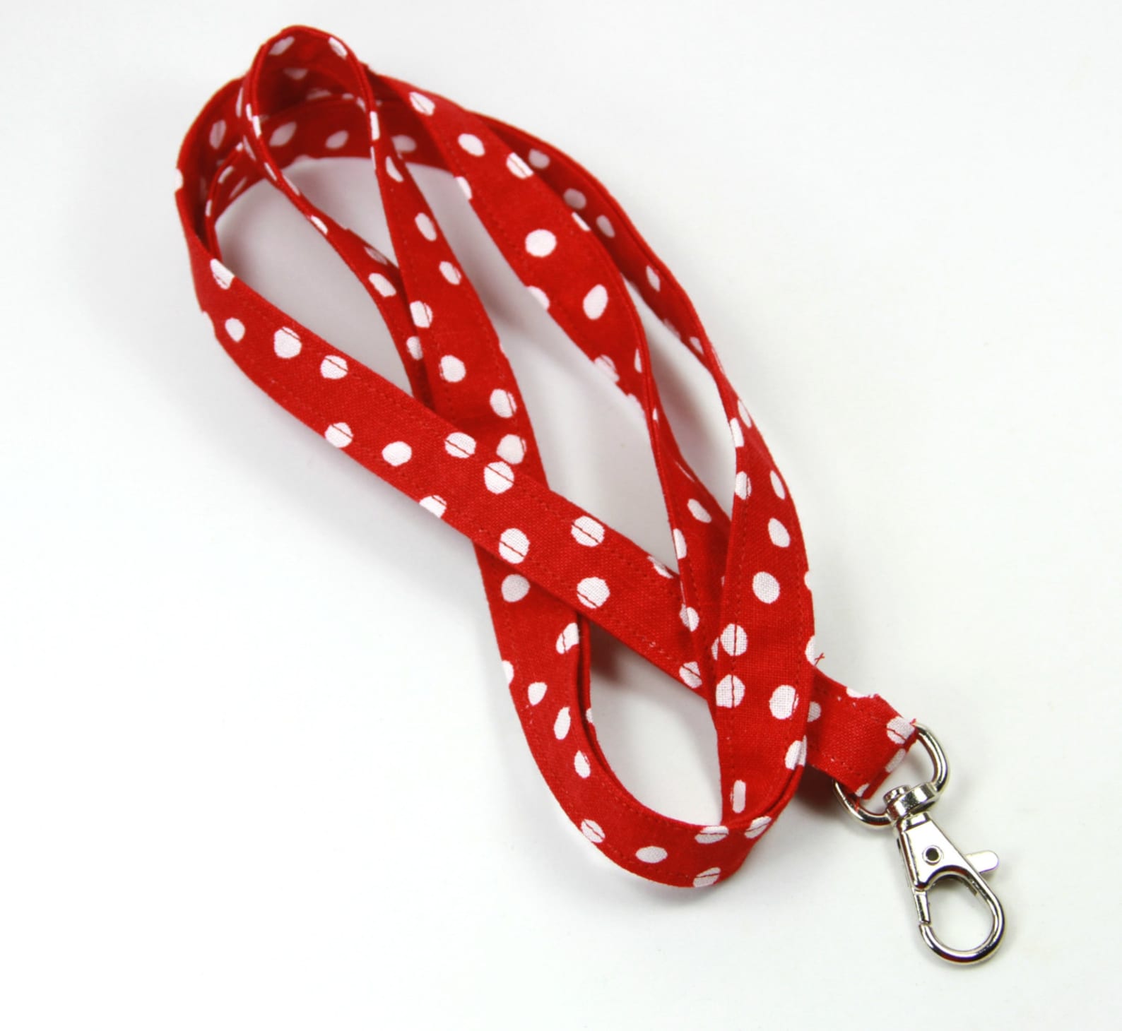 POLKA DOT Fabric Lanyard Red Badge Holder Red and White - Etsy