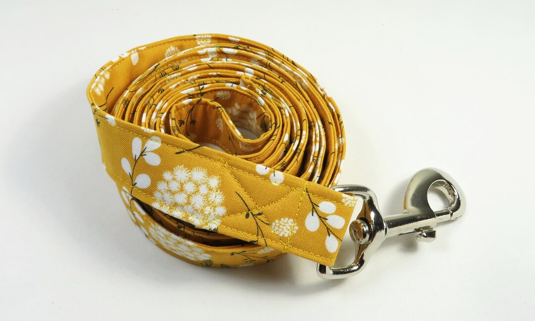 BABYS BREATH Fabric Dog Leash, Yellow Dog Leash, Mustard Color Dog ...