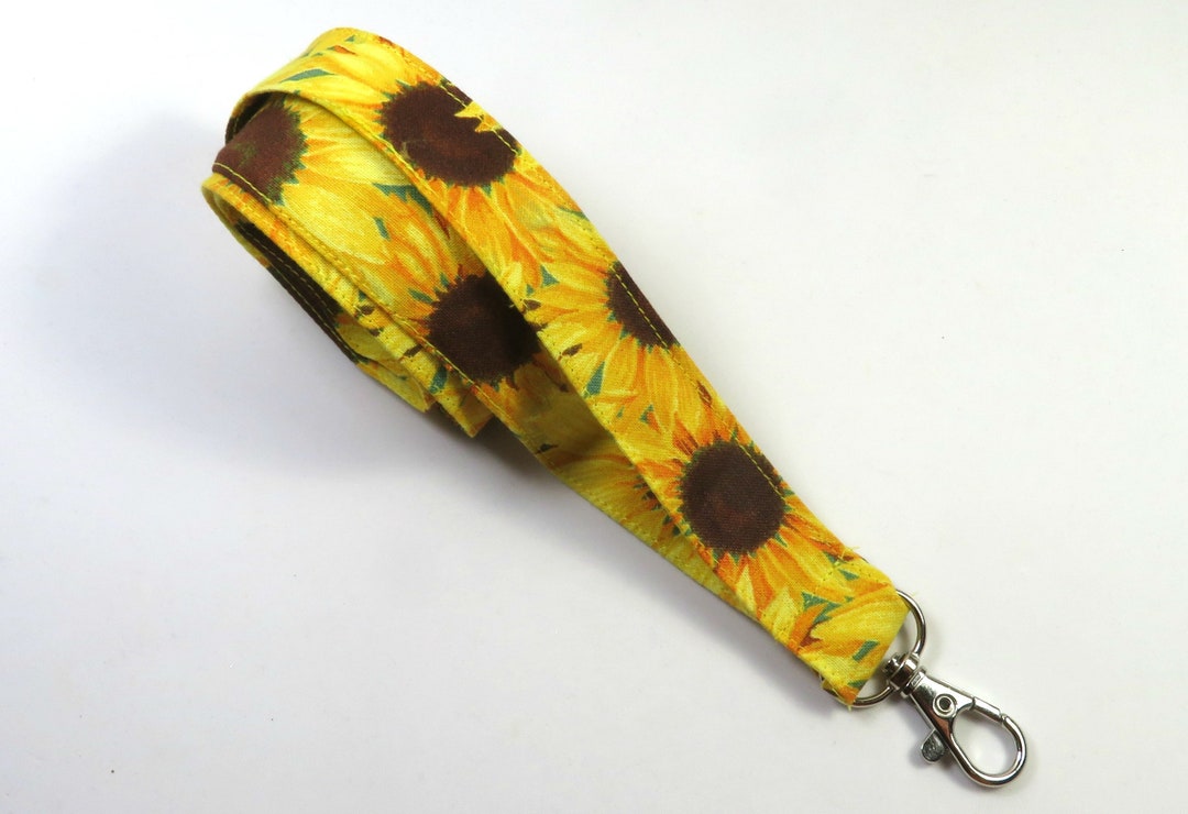 SUNFLOWER Fabric Lanyard, Sunflower Badge Holder, Sunflower Lanyard ...