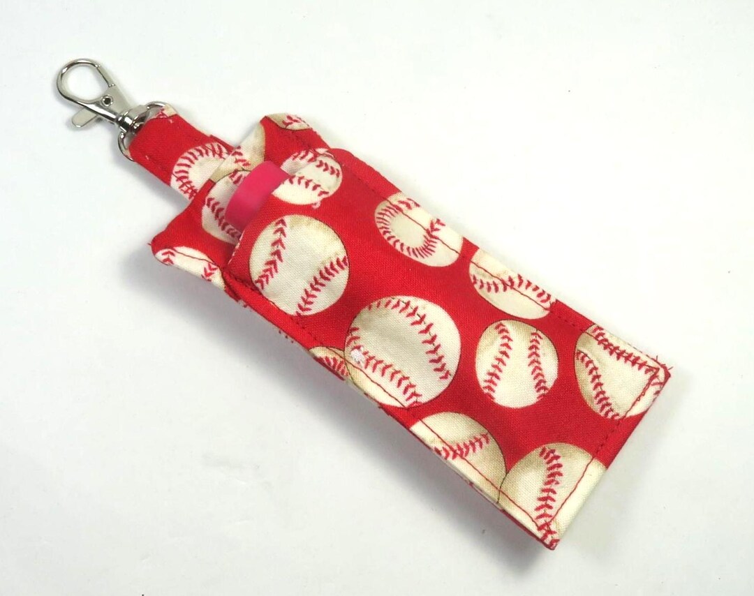 Baseball Design Key Holder, Lip Balm Holder, Beautiful Keychain, Red ...